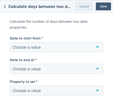 What does the Calculate Days Between Two Dates Action Do?