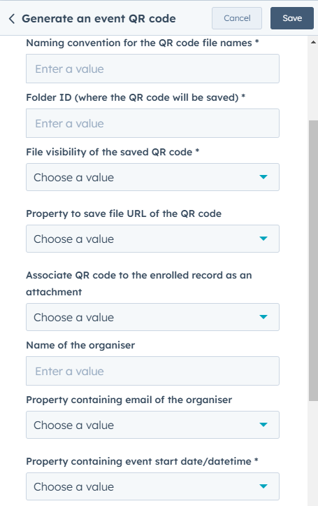 What does the 'Generate an Event QR Code' action do?