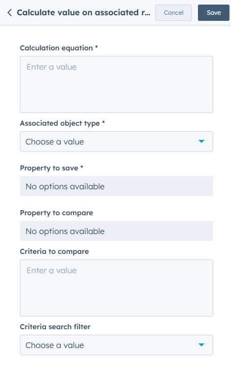 What does the 'Calculate Value on Associated Record' action do?